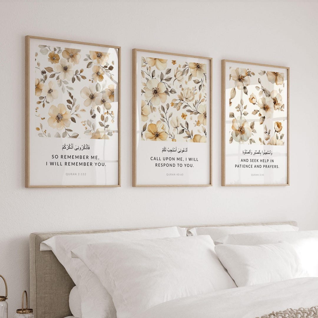 Set of 3 Quran Verse Islamic Wall Art Posters, Eid Gifts for Modern ...