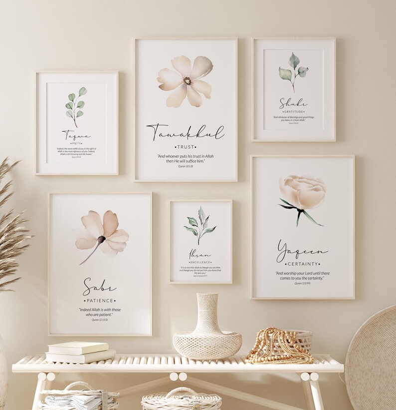 Islamic Gallery Wall Art, Set of 6 Muslim Posters and Prints With Sage ...