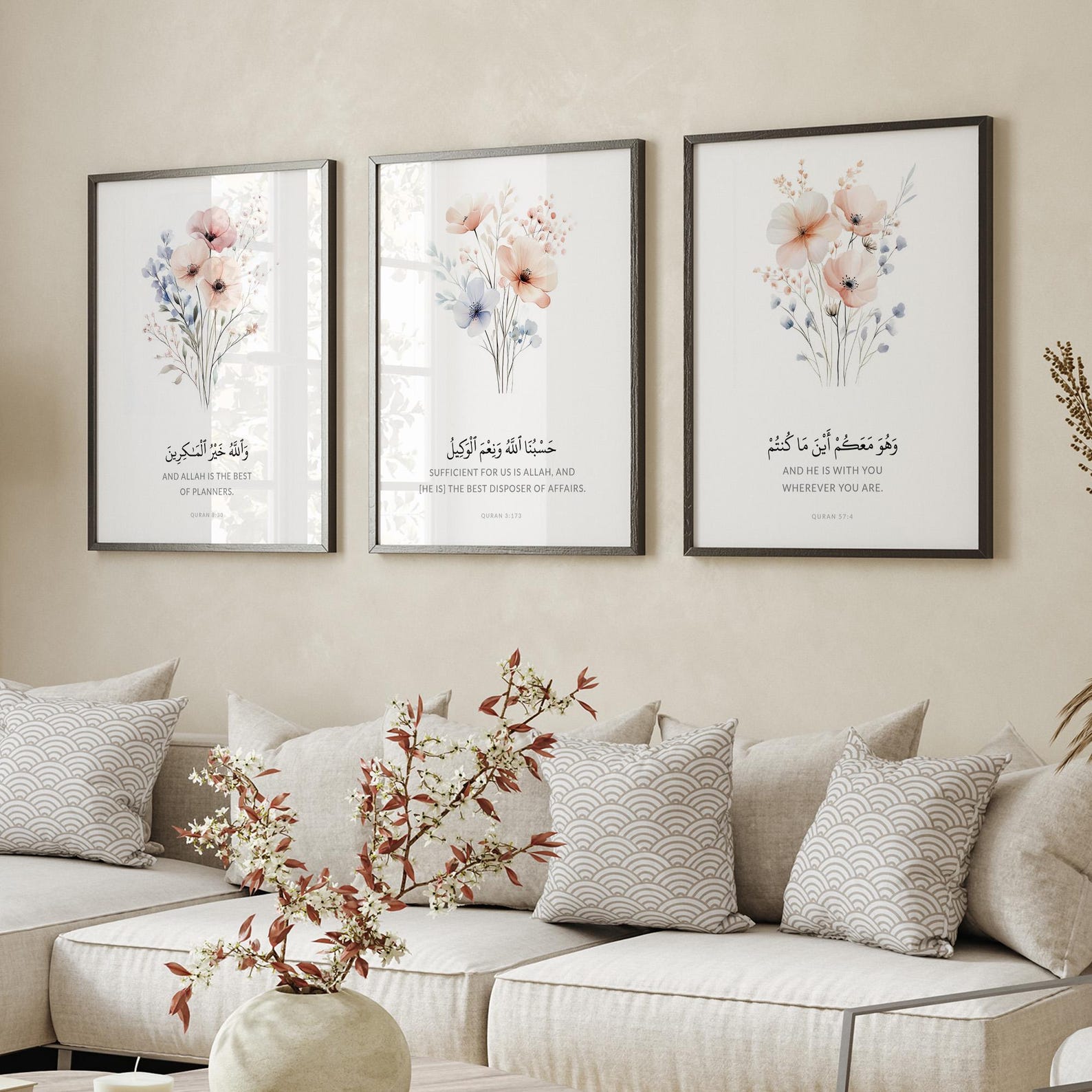 Set of 3 Quran Verse Islamic Wall Art Posters, Eid Gifts for Modern ...