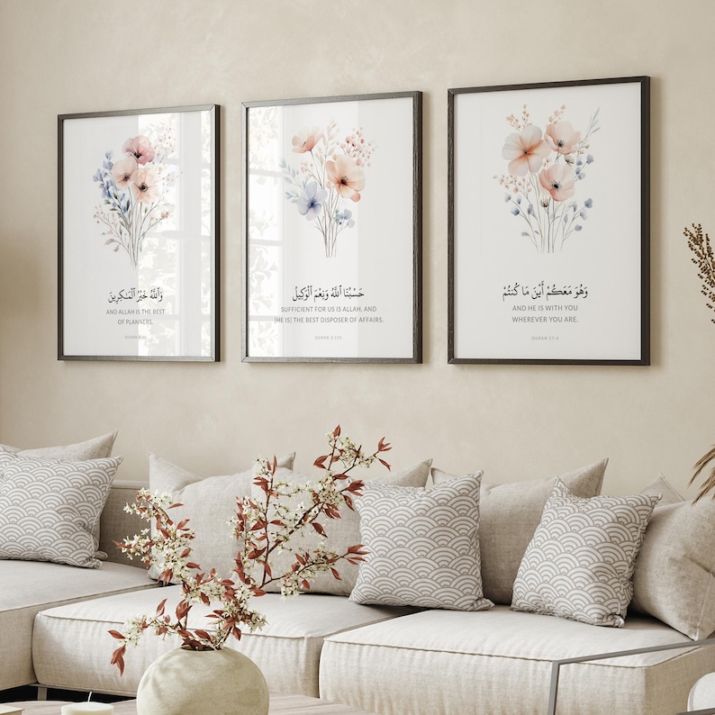 Set of 3 Quran Verse Islamic Wall Art Posters, Eid Gifts for Modern ...