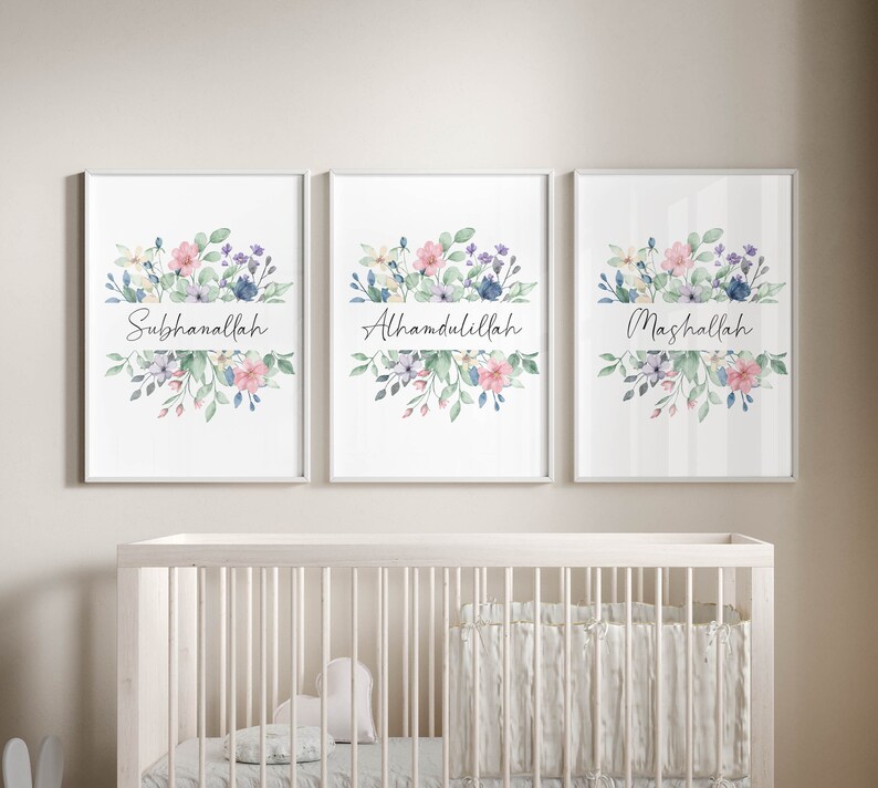 Set of 3 Islamic Wall Art, Modern Muslim Posters and Prints, Islamic ...