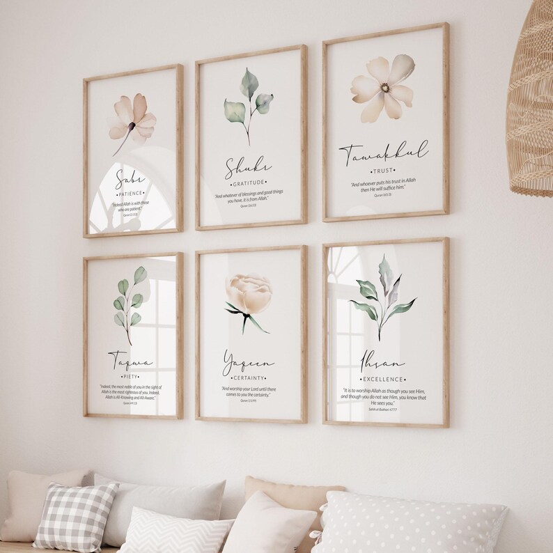 Islamic Gallery Wall Art, Set of 6 Muslim Posters and Prints With Sage ...