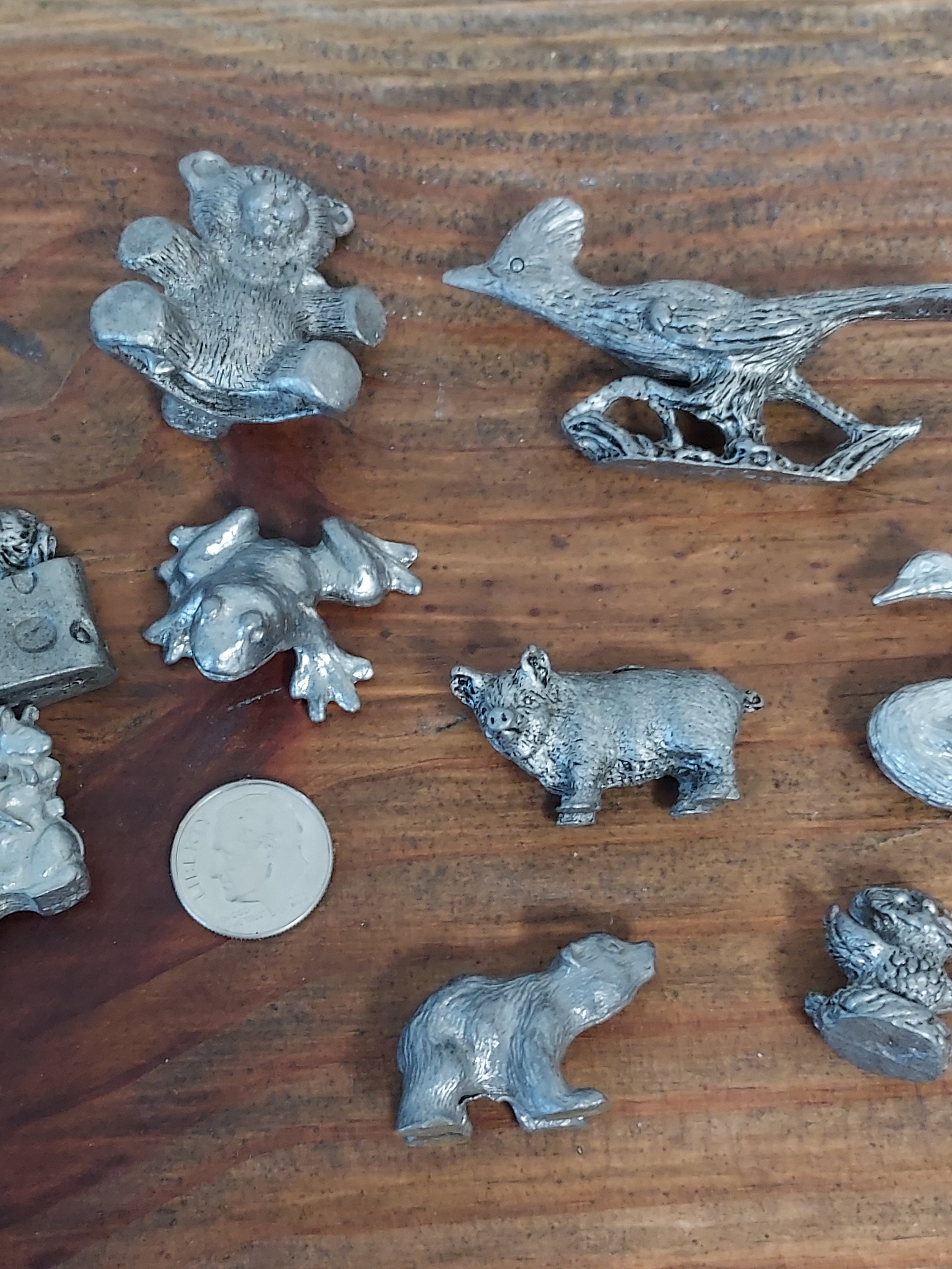 Vintage Pewter Mini Animals New Old Stock 12 Pieces Miniature Pieces ...