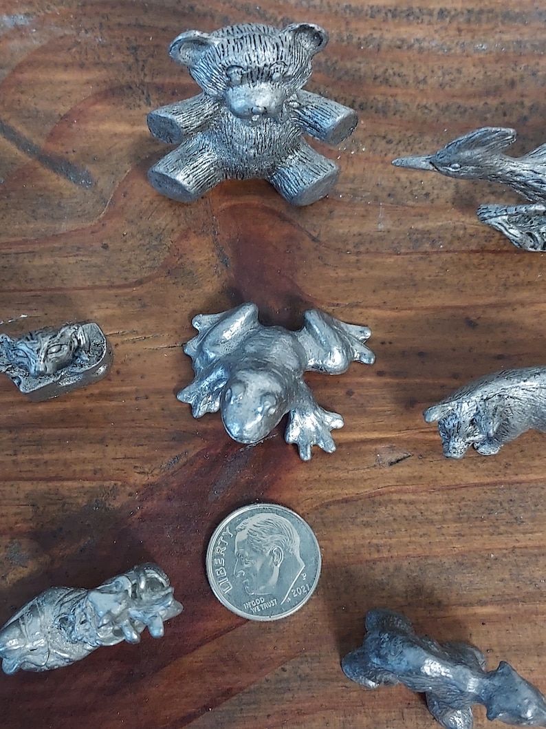 Vintage Pewter Mini Animals New Old Stock 12 Pieces Miniature Pieces ...