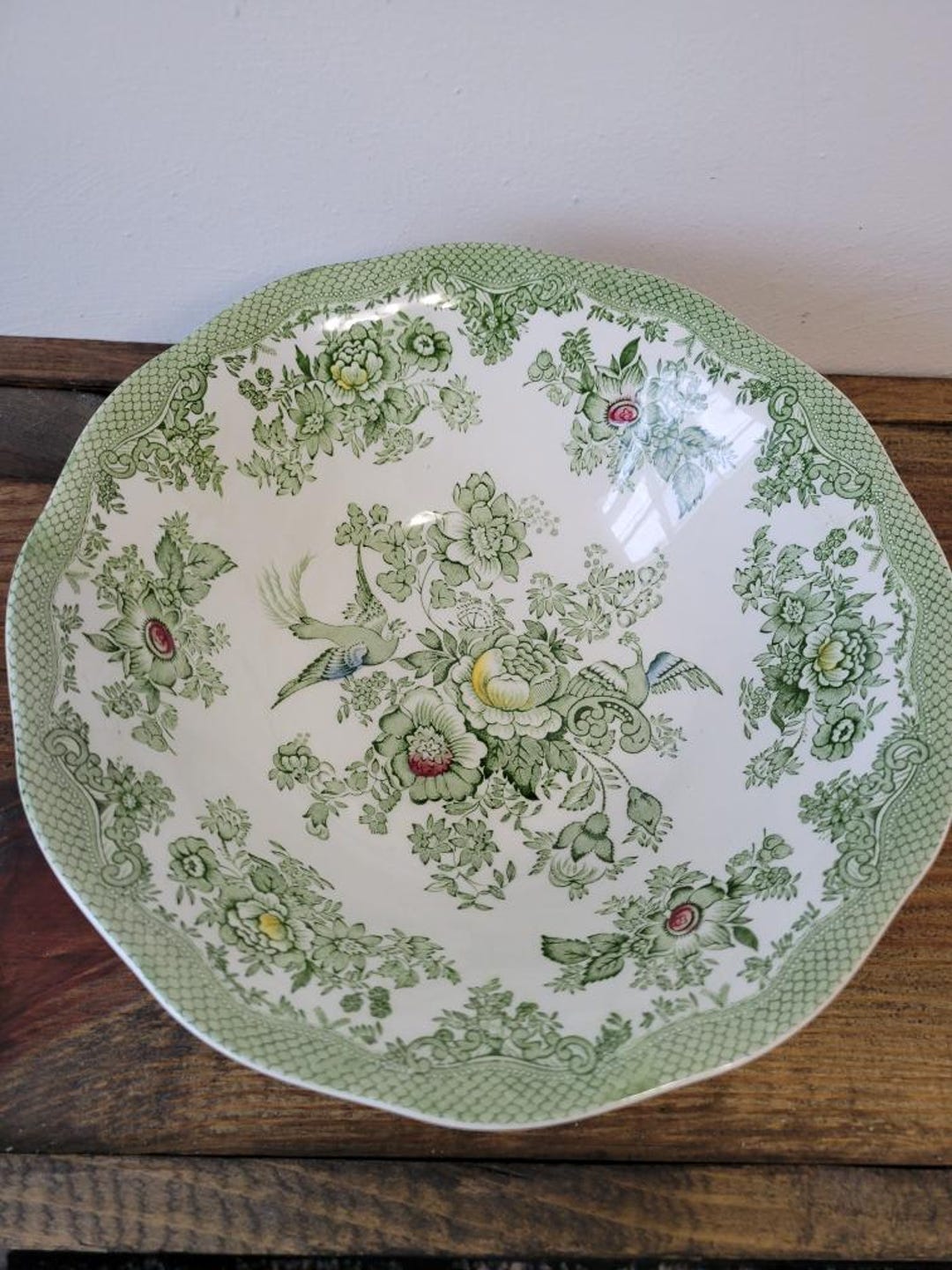 Bowl-enoch Wedgewood tunstall LTD. Made in England Kent-green-floral ...