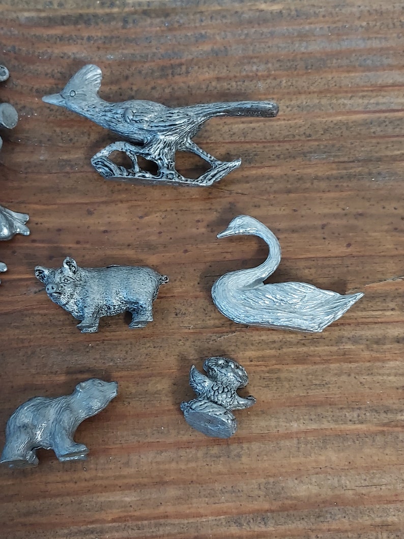 Vintage Pewter Mini Animals New Old Stock 12 Pieces Miniature Pieces ...