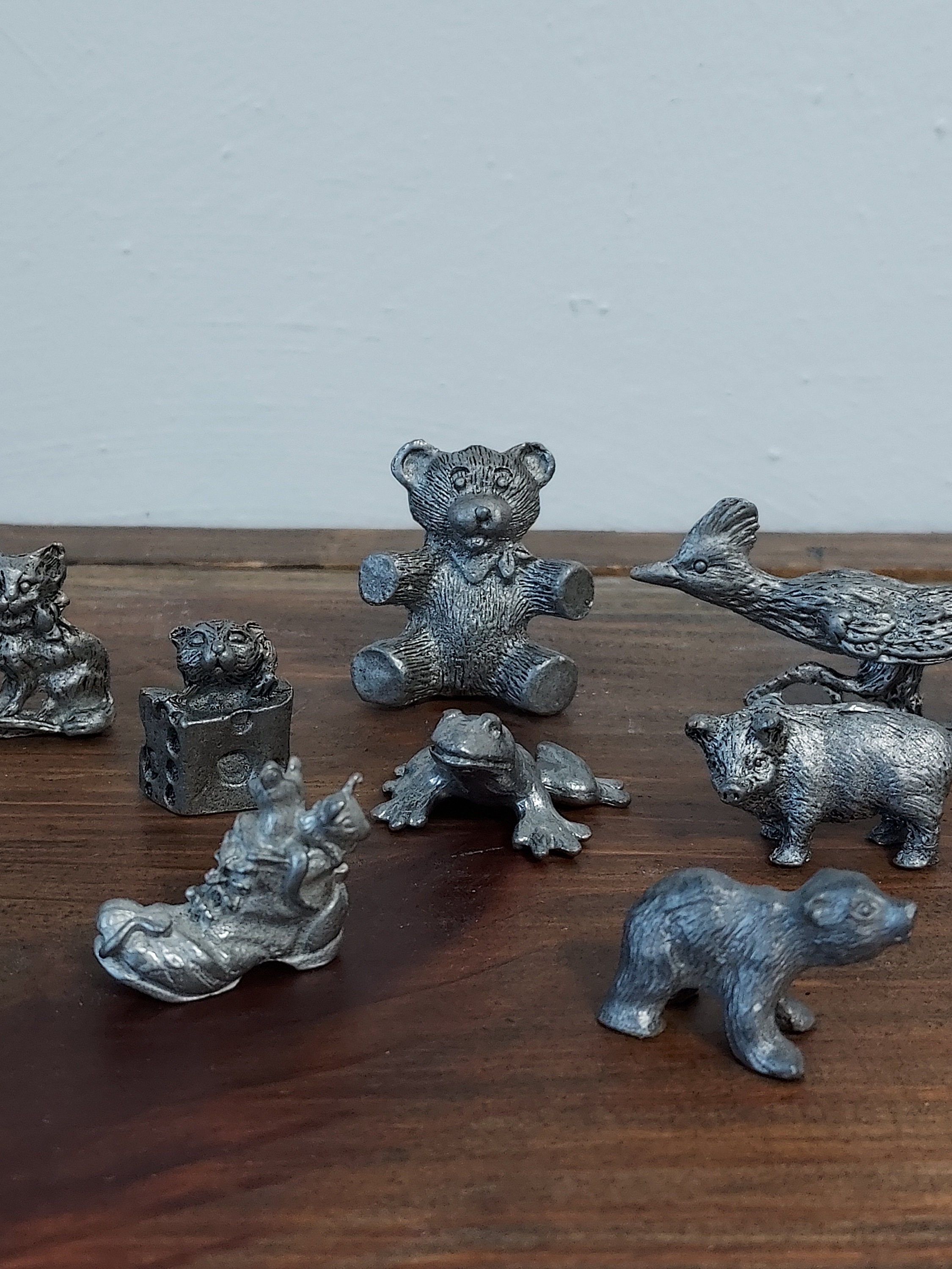 Vintage Pewter Mini Animals New Old Stock 12 Pieces Miniature Pieces ...