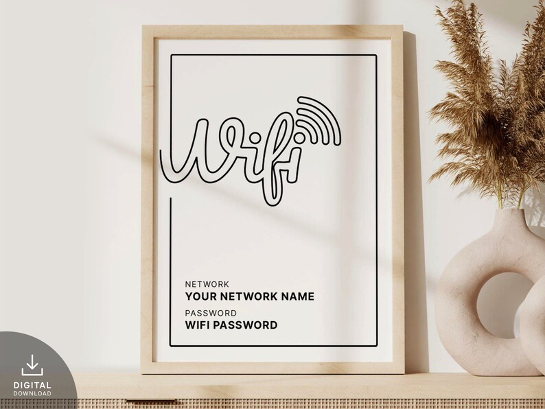 Printable Wifi Password Sign, Wifi Template, Wifi Info Sheet, Airbnb ...