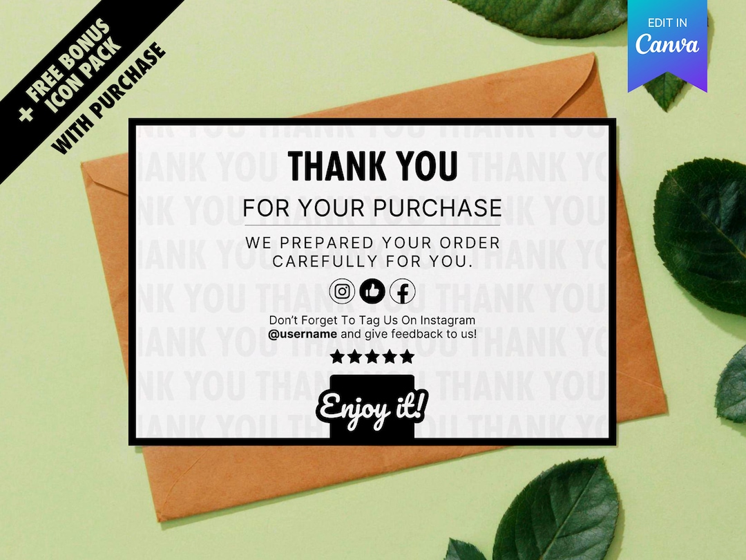 Printable Small Business Thank You Card, Customizable Canva Template ...