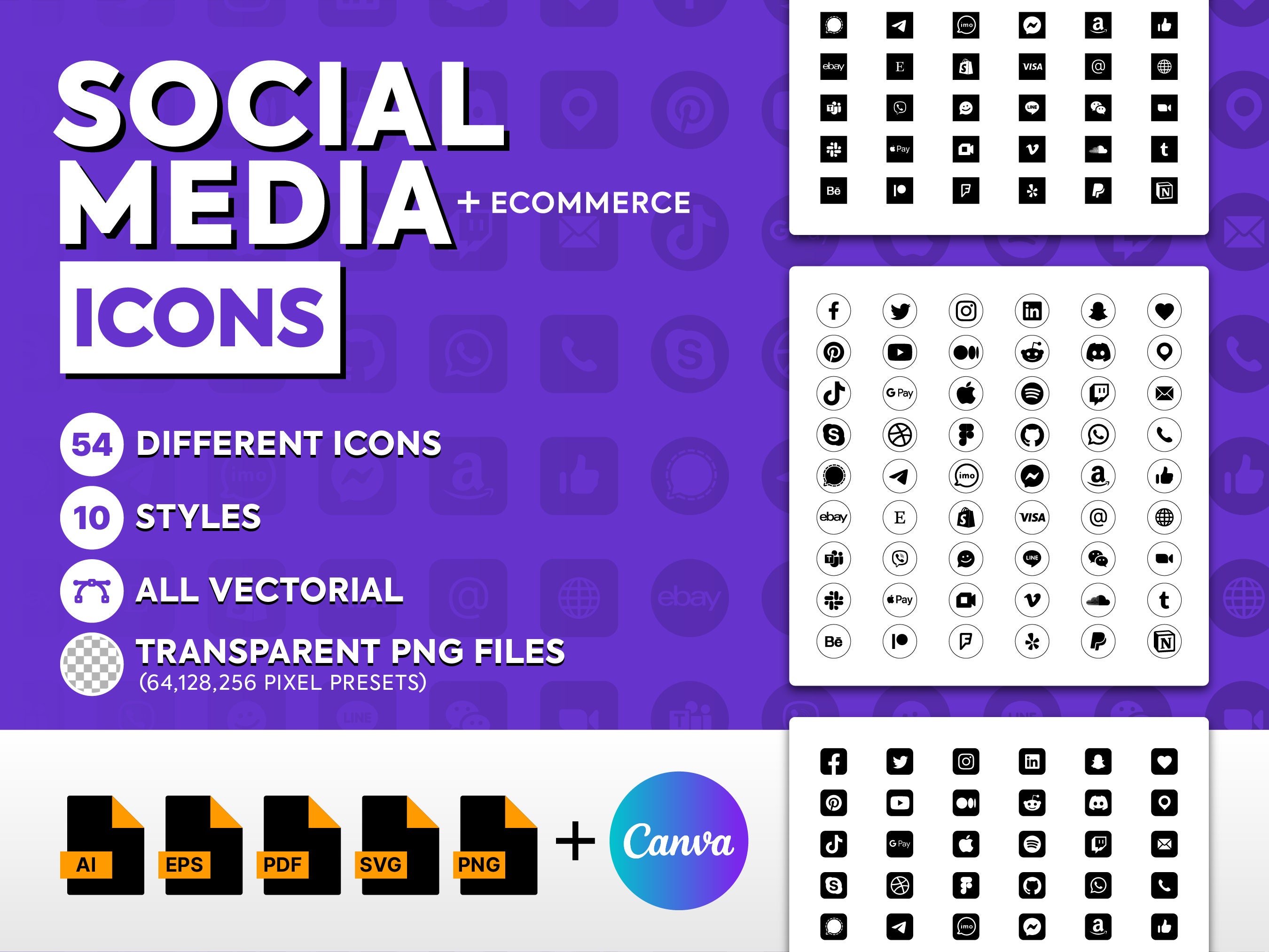 Vectorial Social Media Transparent Icons SVG Mega Bundle Ai - Etsy UK