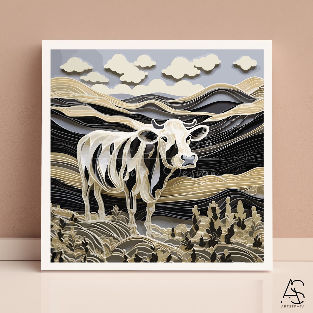 Layered Art Print Cow Papercraft Cow Art Print Image of Cow - Etsy
