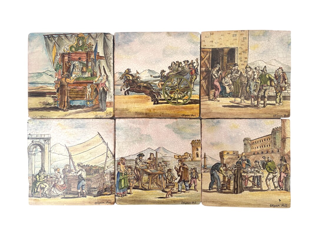 Hand Painted Tiles Clipeus Art - Etsy