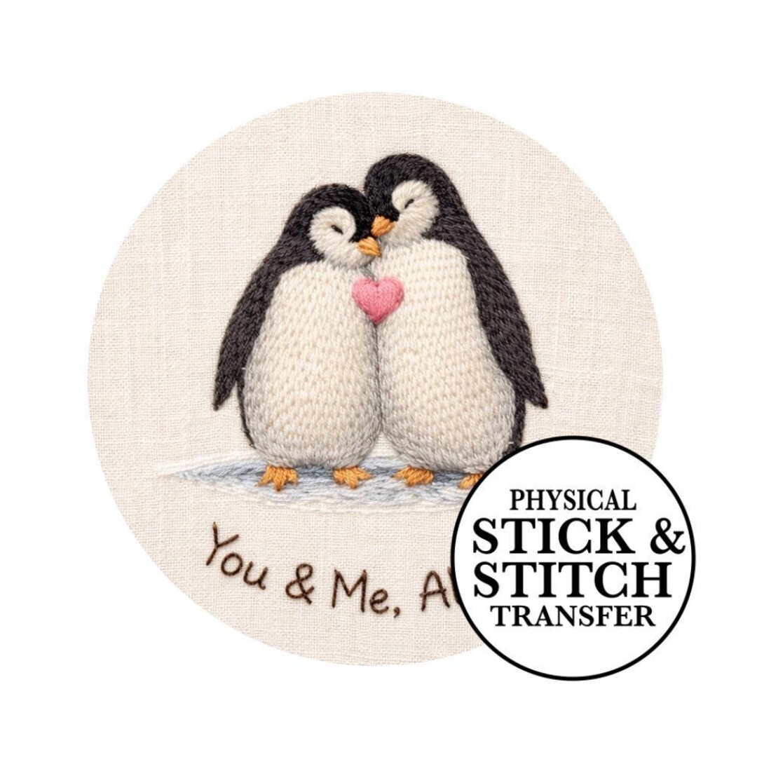 Penguin Hand Embroidery Stick and Stitch Transfer Pattern | Cute ...