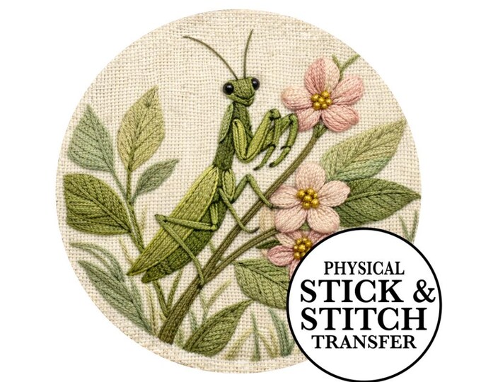 Praying Mantis Hand Embroidery Transfer Pattern | Botanical Insect ...