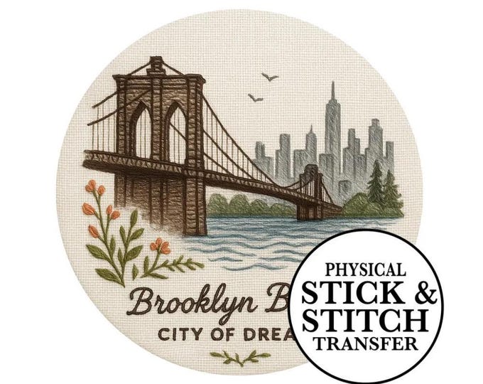 Brooklyn Bridge Hand Embroidery Transfer Pattern | New York Landscape ...