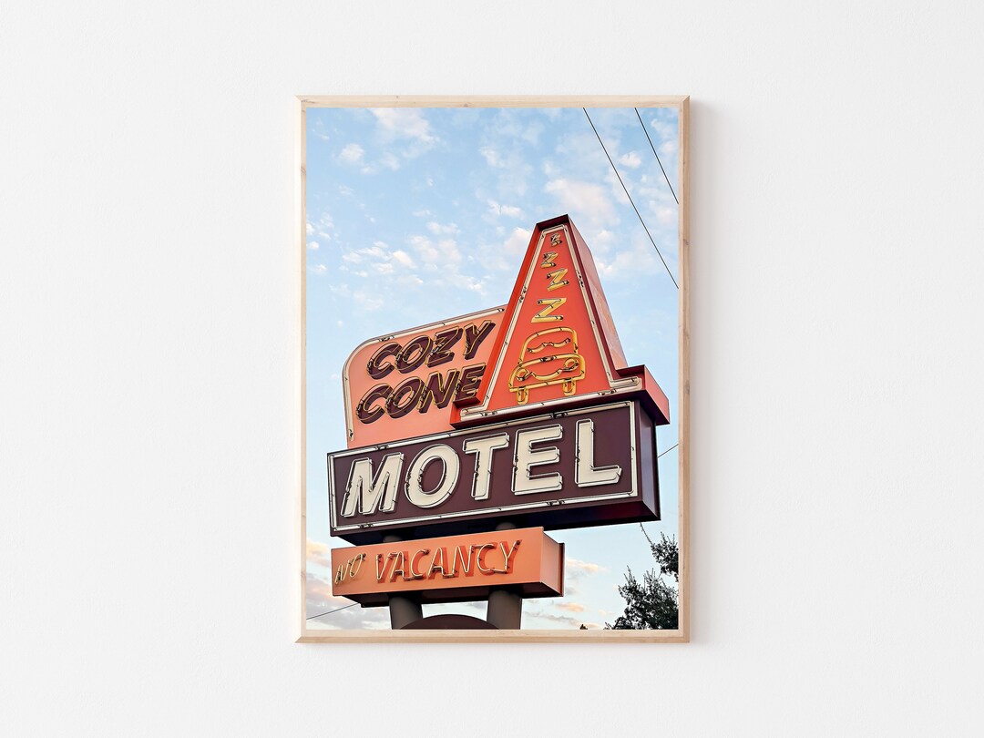 Cozy Motel Sign Cars Ride Art Theme Park Photo Print - Etsy