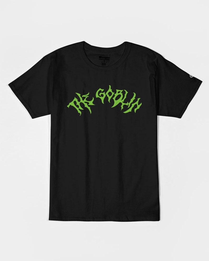 Unisex Tee | Champion the Goblin Black T Shirt Green Text - Etsy