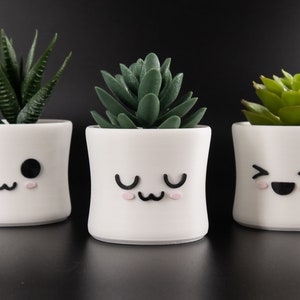 Set Van 3 Small - 3D Geprinte Marshmallow Planter, Eco Friendly, Happy ...