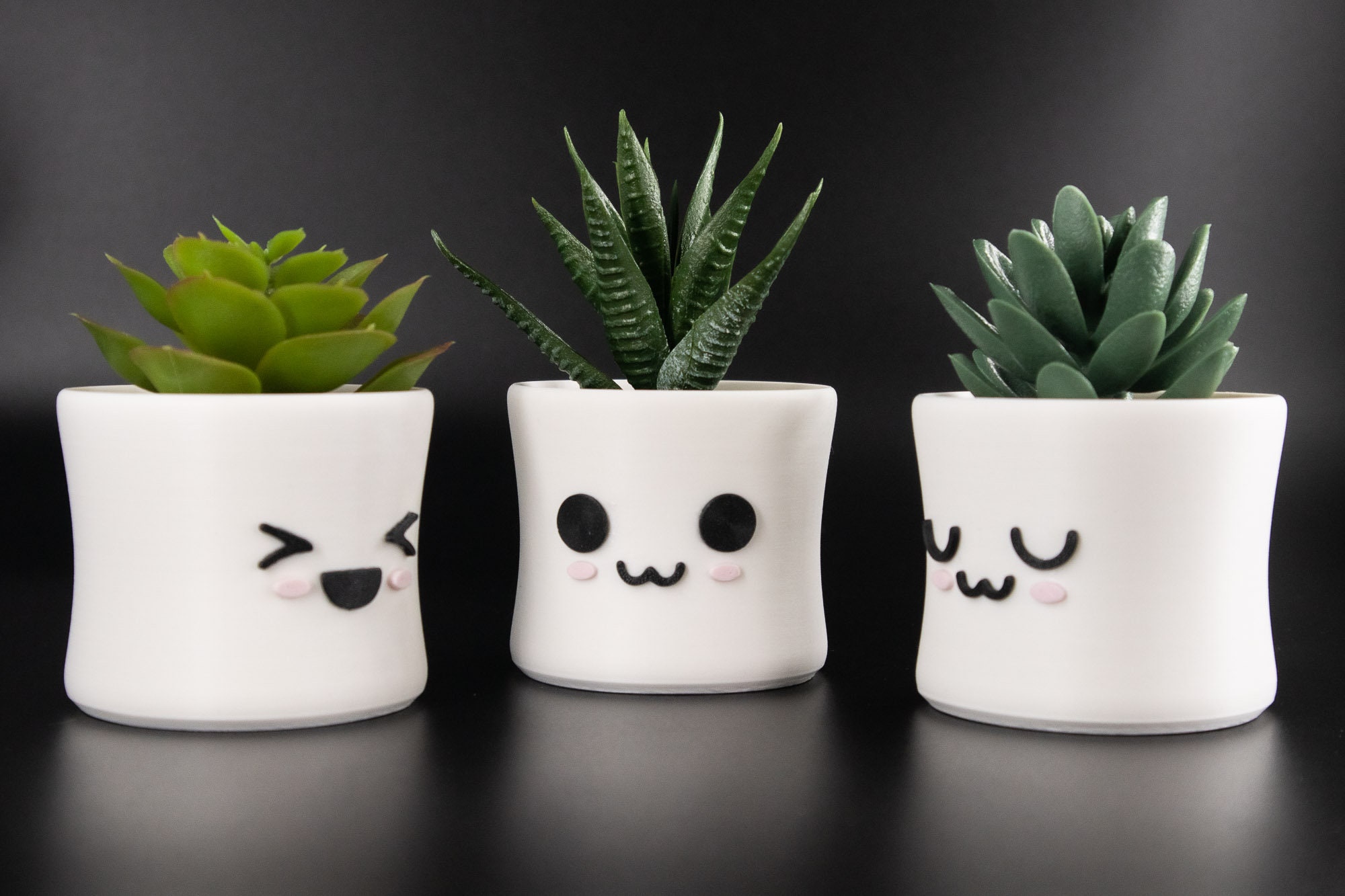 Set Van 3 Small - 3D Geprinte Marshmallow Planter, Eco Friendly, Happy ...