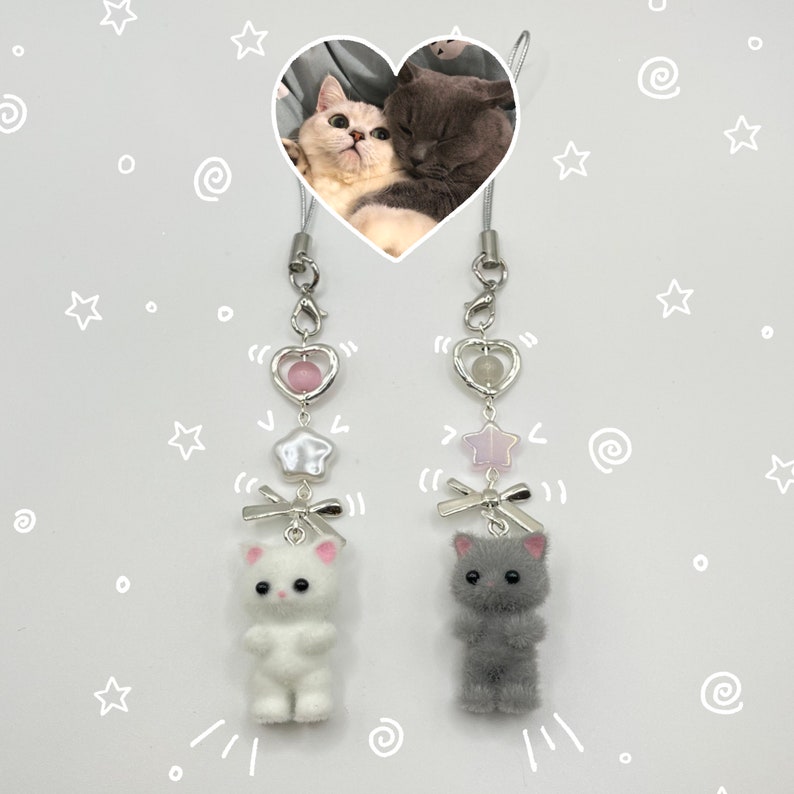 Kawaii Cat Keychains/phone Charms (hand-made) - Etsy