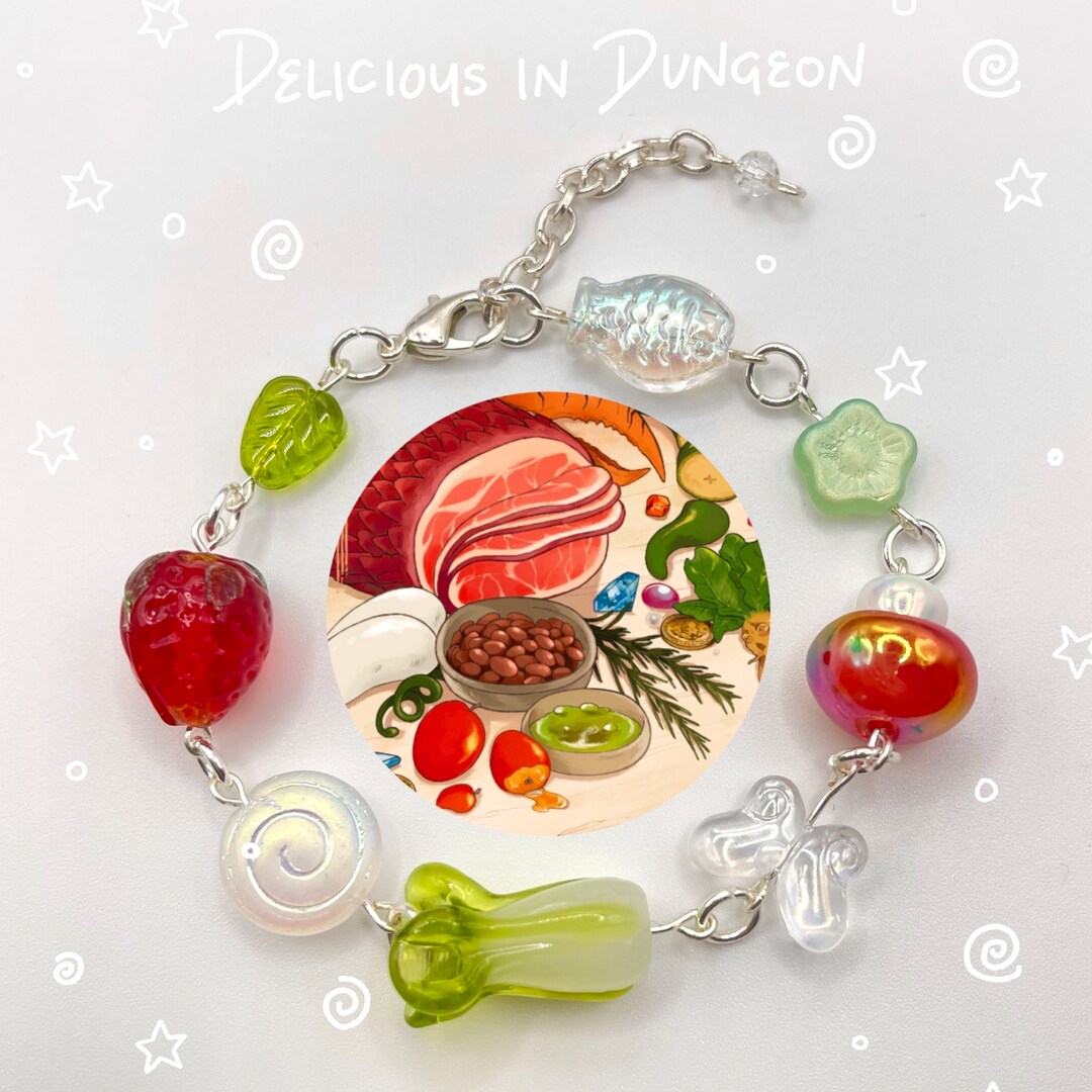 Dungeon Adventurer Cookbook Inspired Beaded Chain Charm Bracelet hand ...