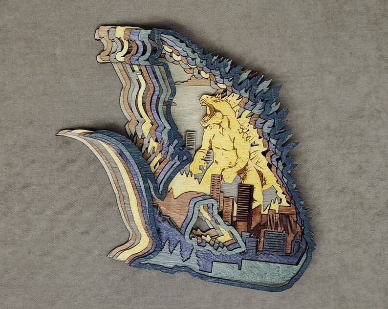 Godzilla/ Engraved Design / Multi Layered/ Gift for Him / Kids - Etsy