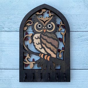 Owl Arch Key Hanger | Rustic Wooden Key Rack With Owl Design | Home ...