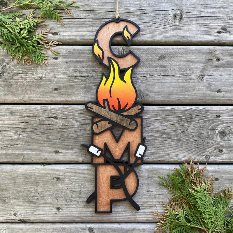 Wood Camping Sign - Etsy