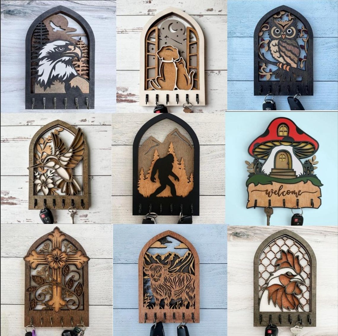 Dolphin Arch Key Hanger | Wooden Dolphin Wall Decor | Coastal Key Rack ...