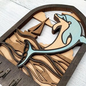 Dolphin Arch Key Hanger | Wooden Dolphin Wall Decor | Coastal Key Rack ...