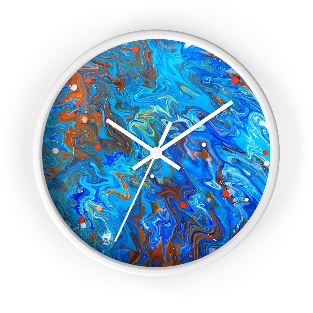 Dichromatic Ocean - Abstract Fluid Art Wall Clock - Etsy