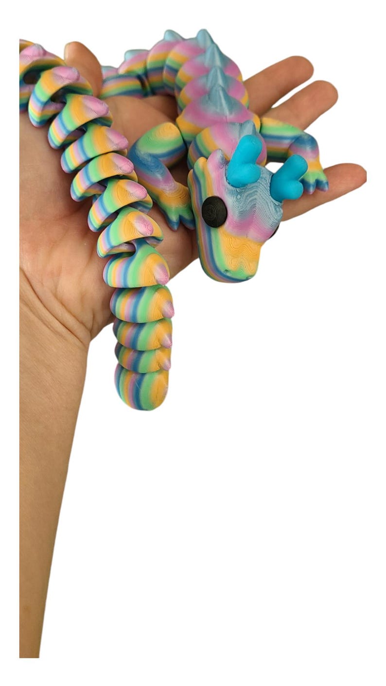 Striped Rainbow Articulated Dragon - Etsy