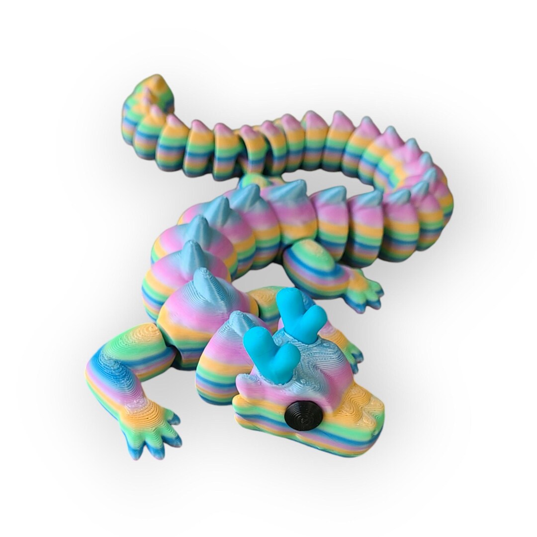 Striped Rainbow Articulated Dragon - Etsy