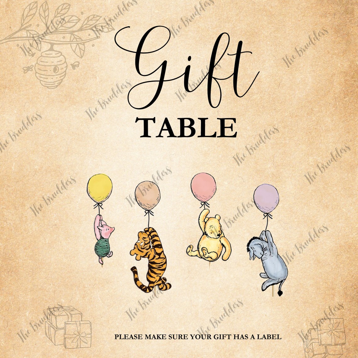 RUMBLY TUMBLY Winnie the Pooh Bear PRINT Perfect for Baby Shower Gift ...