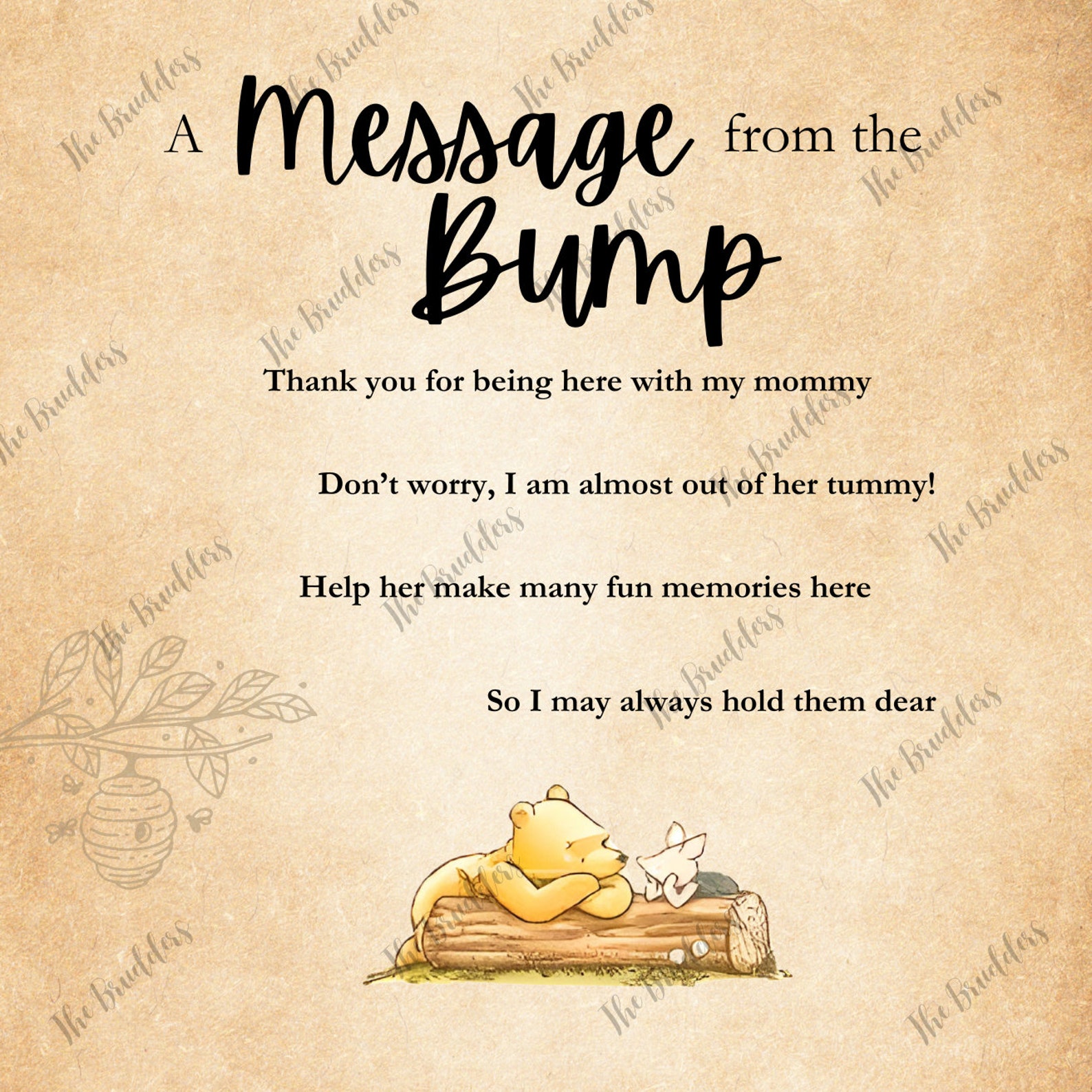 RUMBLY TUMBLY Winnie the Pooh Bear PRINT Perfect for Baby Shower Gift ...