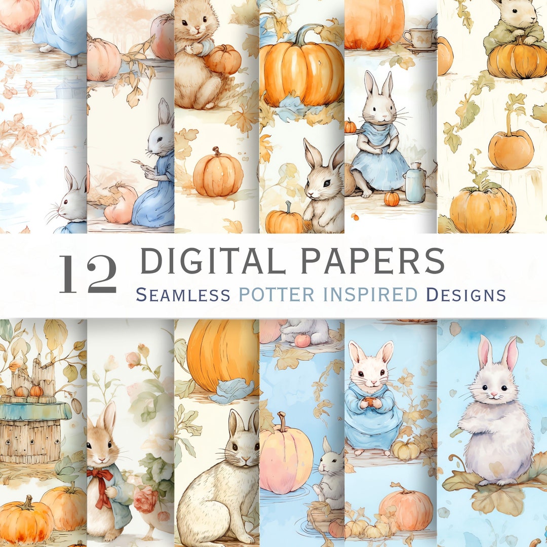 Watercolor Beatrix Potter Inspired Toile De Jouy Pattern Seamless ...