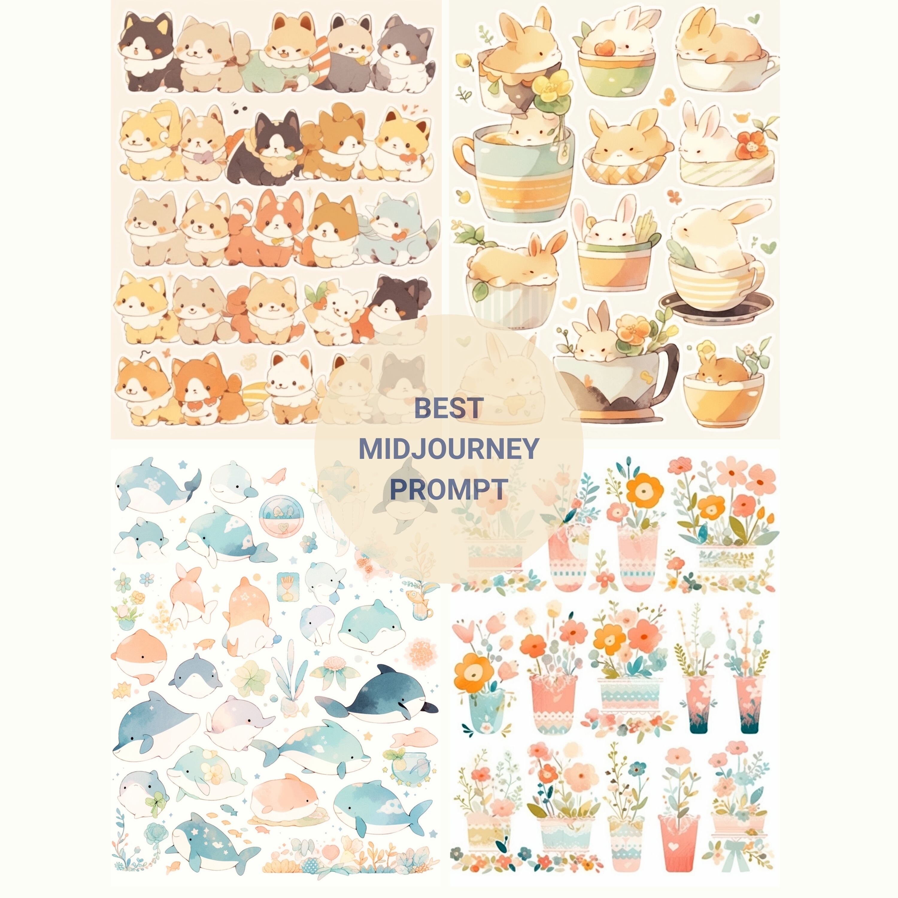 Midjourney Niji 5 Sticker Sheets Prompts AI Ultimate Stickers - Etsy