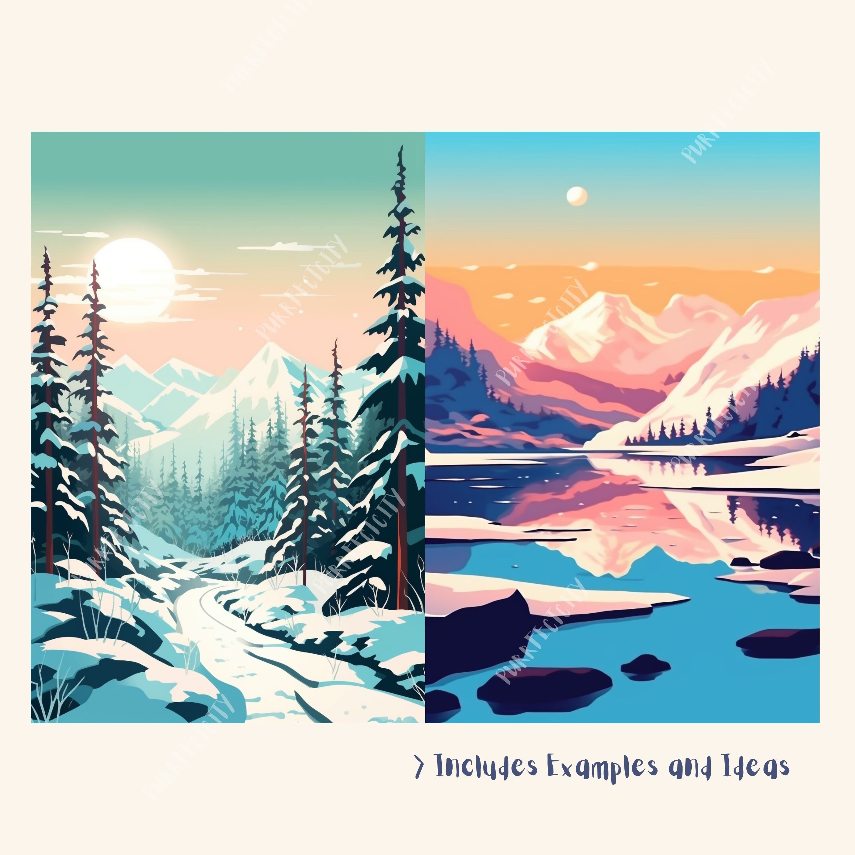 Midjourney Prompts for Landscape Poster Illustrations Pastel - Etsy