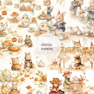 Seamless Beatrix Potter Inspired Fall Pattern Watercolor Style Fall ...