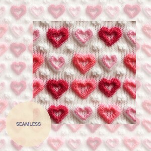 Seamless Knitted Hearts Embroidery Pattern Digital Download 3D Knitted ...
