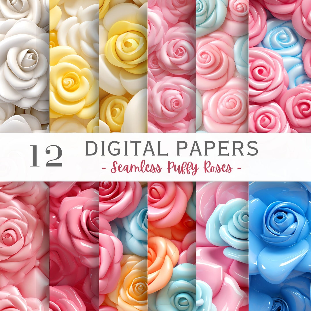 Inflatable Roses Seamless Puffy Pattern Digital Download 3D Balloon ...