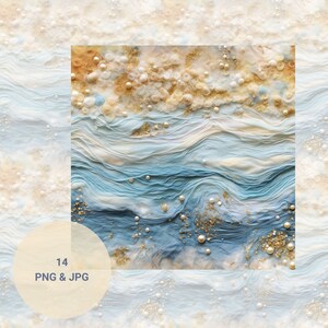 Seamless Beach Embroidery Felt Digital Paper Seamless Waves Needle ...