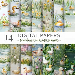 Seamless Knitted Ducks Embroidery Pond Pattern Digital Download 3D ...