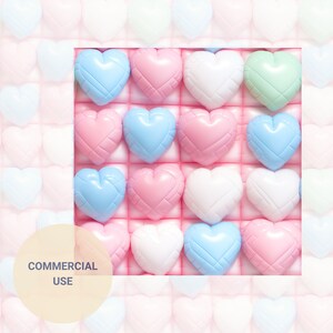 Inflatable Hearts Seamless Puffy Pattern Digital Download 3D Balloon ...