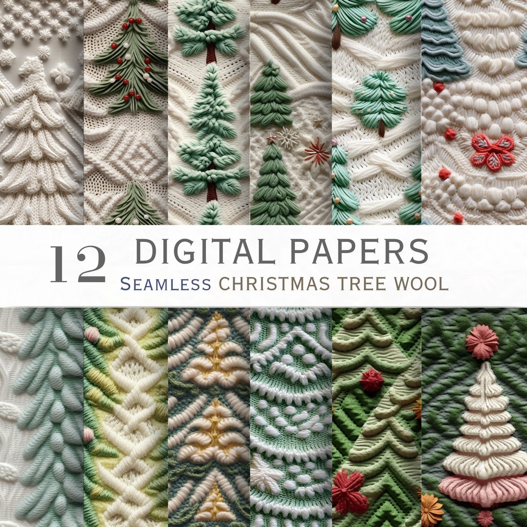 Christmas Tree Wool Seamless Christmas Pattern Digital Download 3D ...