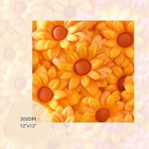 Inflatable Sunflowers Seamless Puffy Pattern Digital Download 3D ...