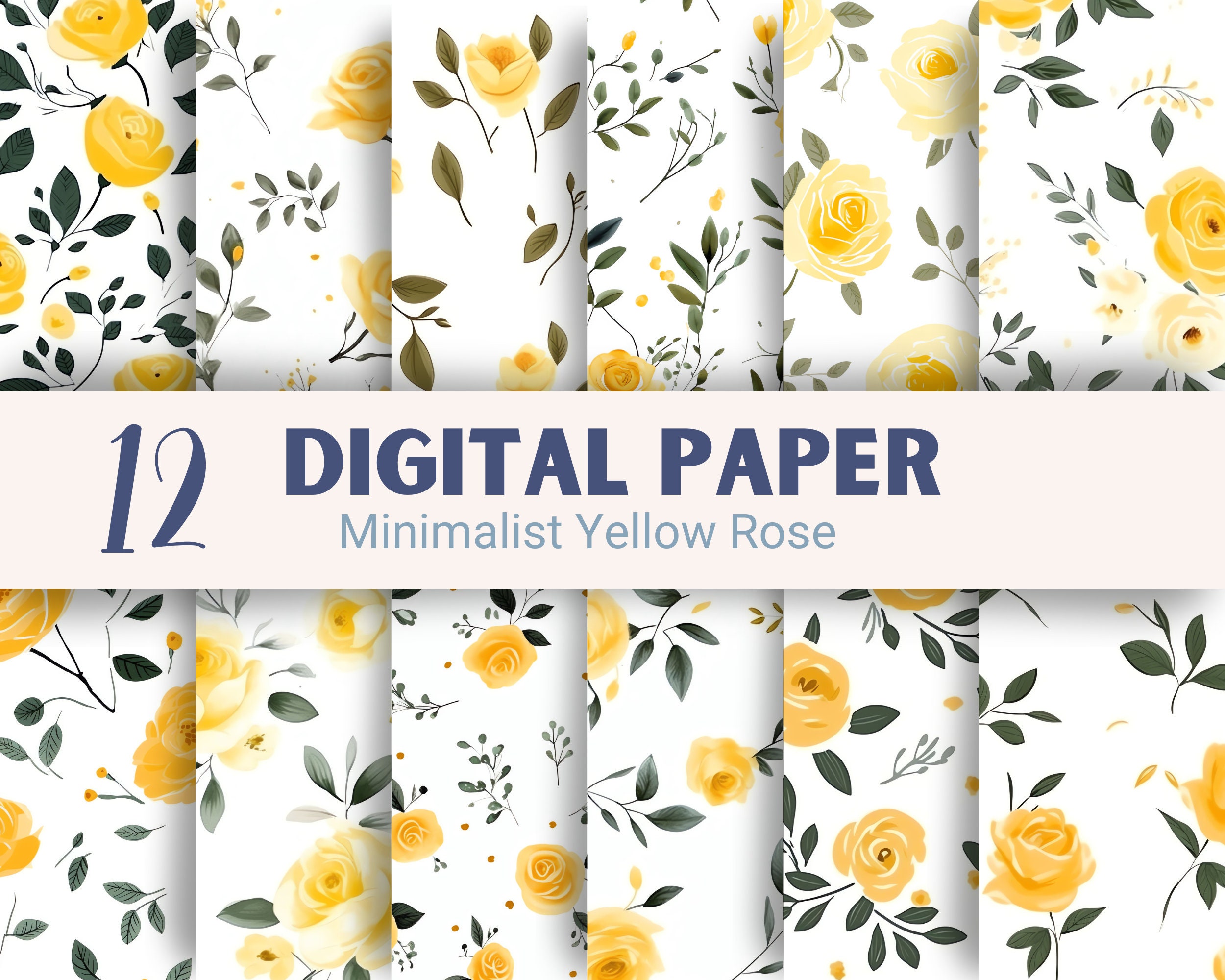Seamless Minimalist Yellow Rose Digital Paper Seamless Rose - Etsy