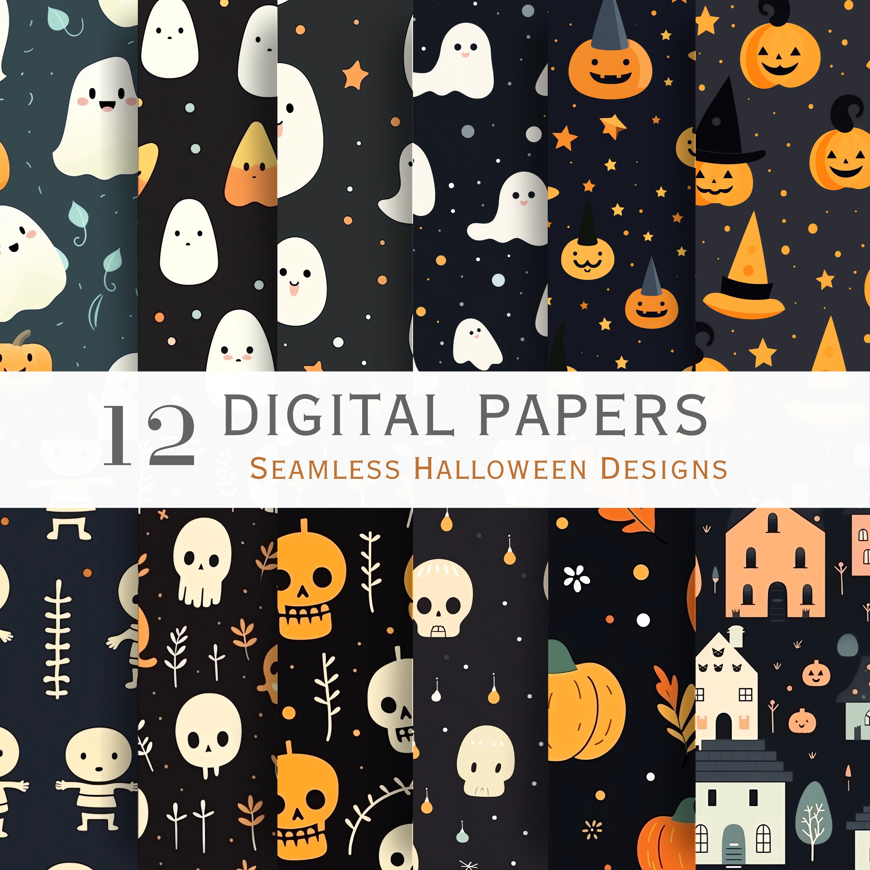 Cute Halloween Seamless Digital Paper Halloween Pattern Cute - Etsy