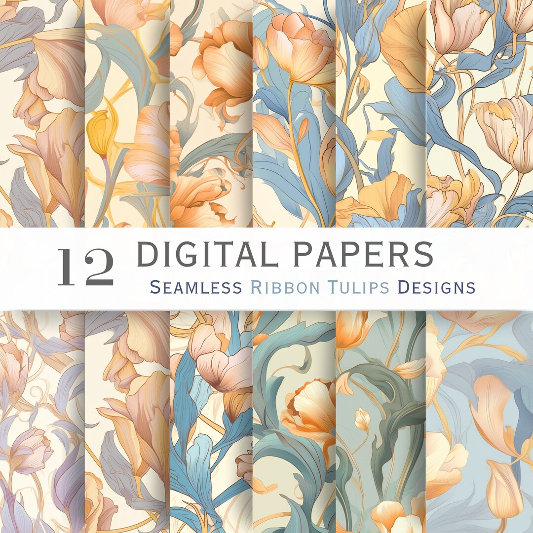 Seamless Tulips Digital Paper Seamless Flower Paper Seamless Pack ...