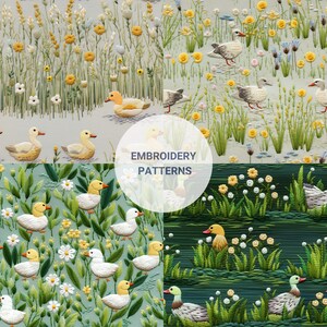 Seamless Knitted Ducks Embroidery Pond Pattern Digital Download 3D ...